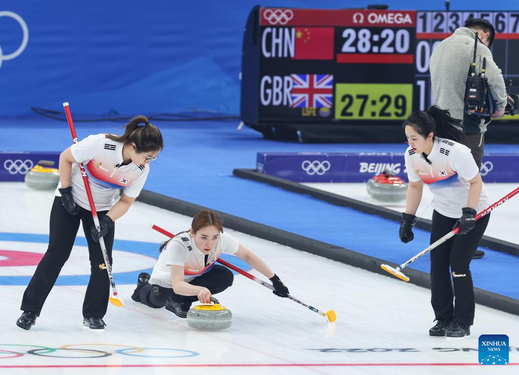 Highlights of curling women's round robin session 10 at Beijing 2022-Xinhua