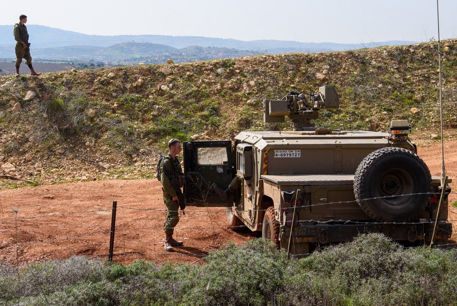 Mideast in Pictures: Israeli soldiers patrol border with Lebanon-Xinhua