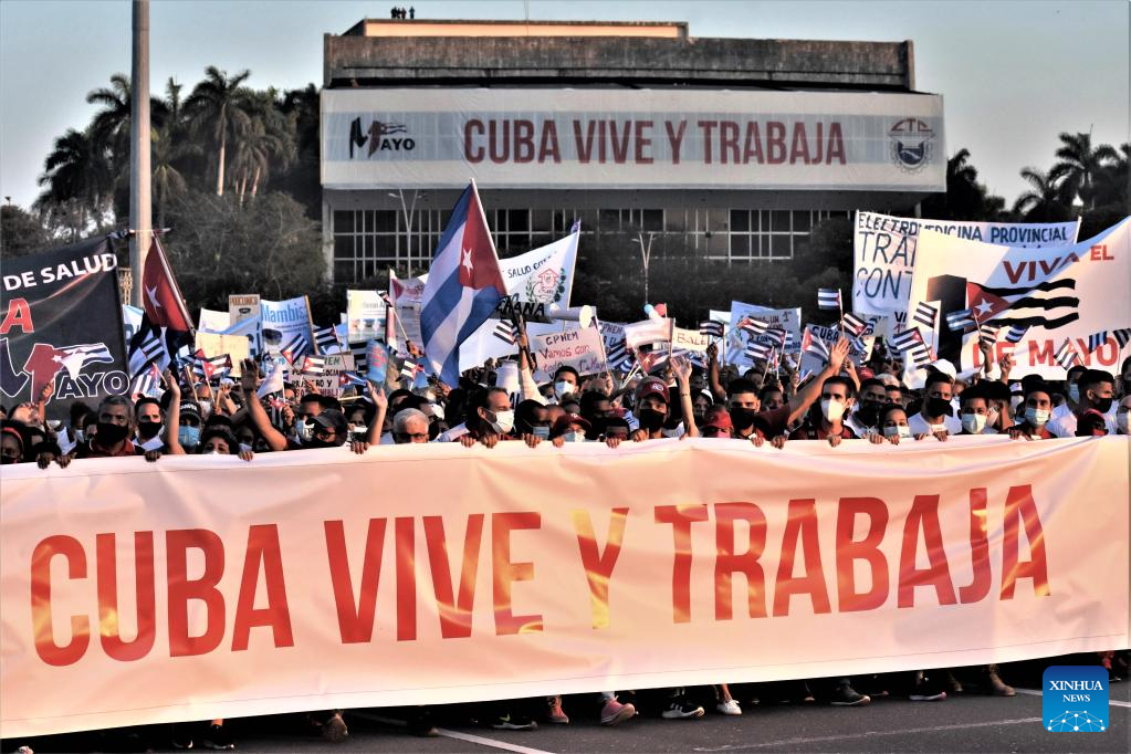 Cuba holds May Day parade for 1st time since pandemic-Xinhua