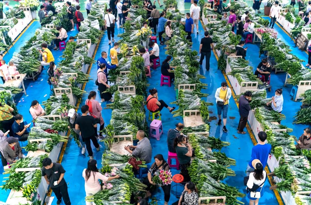 China's largest fresh cut flower trading market develops night economy ...