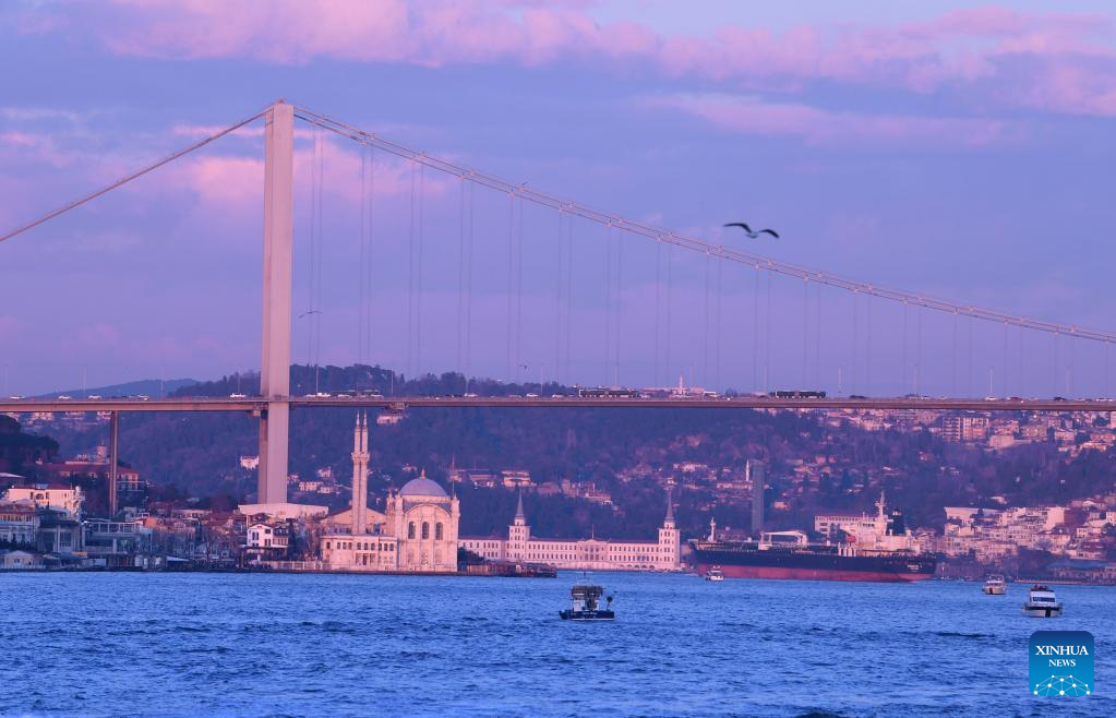 View of Bosporus Strait in Istanbul, Türkiye-Xinhua