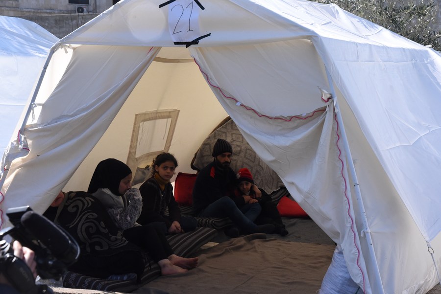 Syria's less fortunate take refuge in public parks after earthquakes-Xinhua