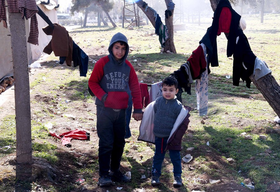 Syria's less fortunate take refuge in public parks after earthquakes-Xinhua