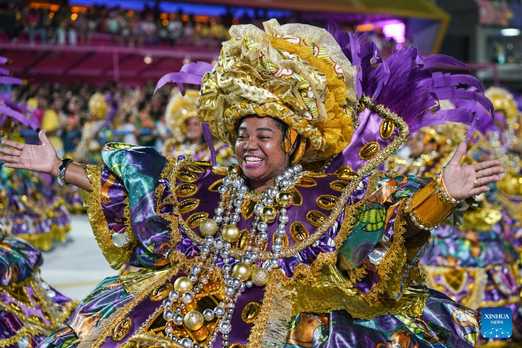 Revelers participate in carnival parade in Brazil-Xinhua