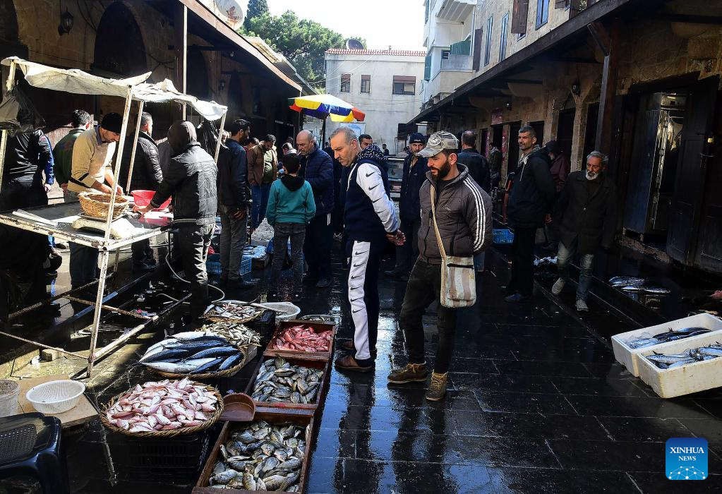 In pics: fish market in Baniyas, Syria-Xinhua