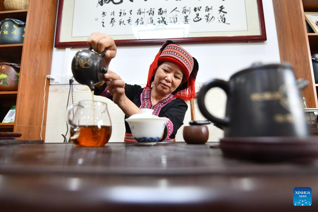 Inheritor of Liubao tea making technique in S China's Guangxi-Xinhua