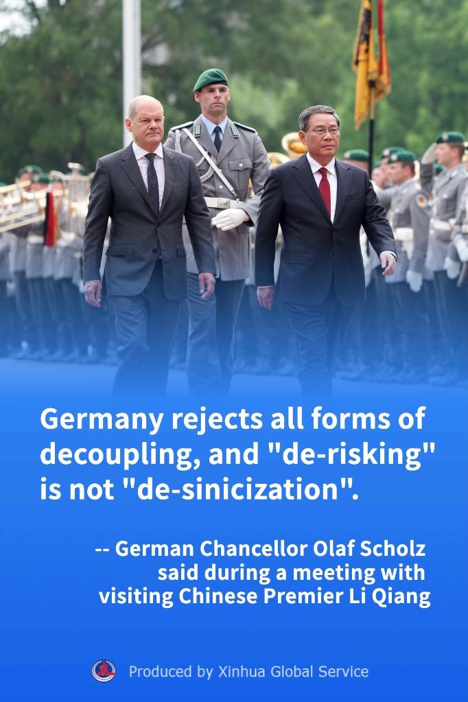 Poster: Germany rejects decoupling -- German chancellor -Xinhua