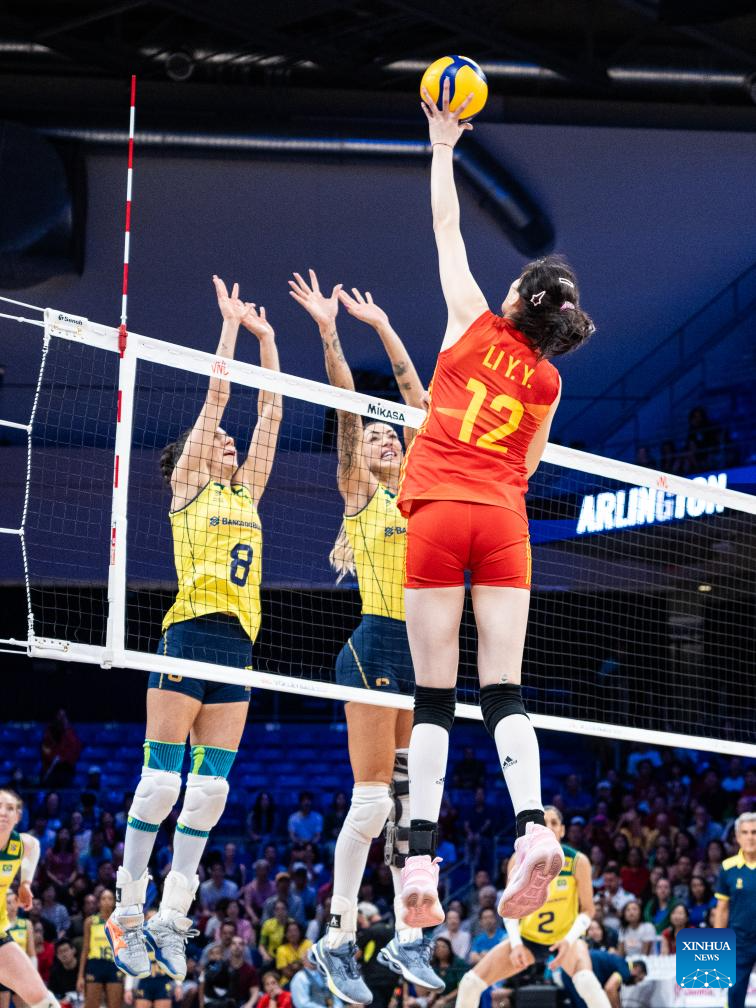 Women's Volleyball Nations League quarterfinal match: China vs. Brazil ...
