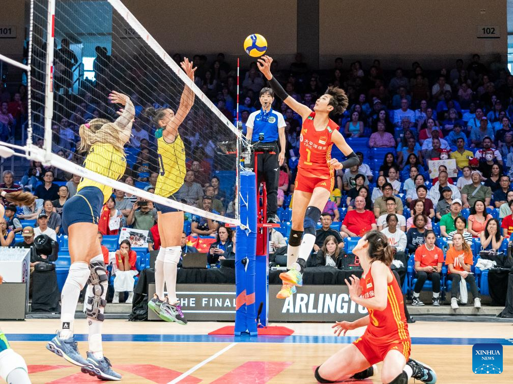 Women's Volleyball Nations League quarterfinal match: China vs. Brazil ...
