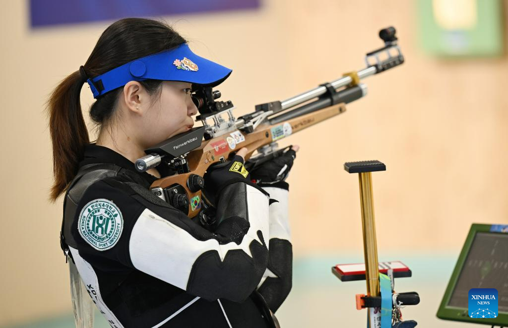 Chengdu Universiade: shooting women's 10m air rifle team-Xinhua