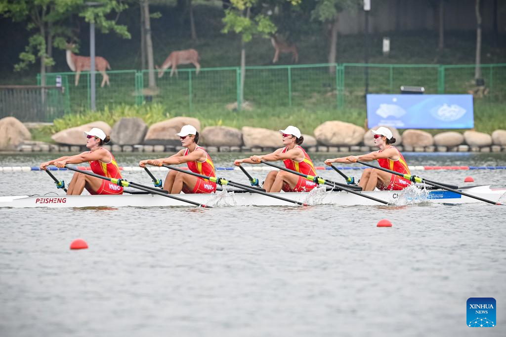 China wins gold of Women's Quadruple Sculls of Rowing at Hangzhou Asiad ...
