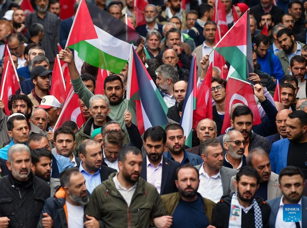 People attend pro-Palestinian rally around world-Xinhua