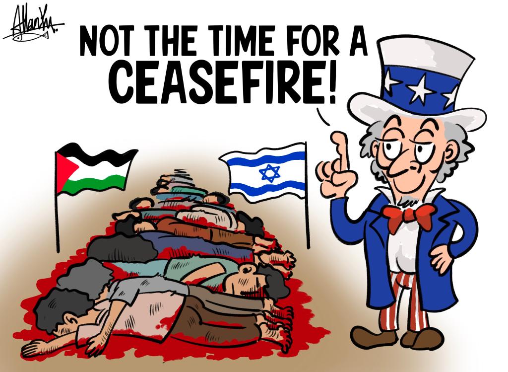 Cartoon: U.S. resists calls for ceasefire when casualties pile up-Xinhua
