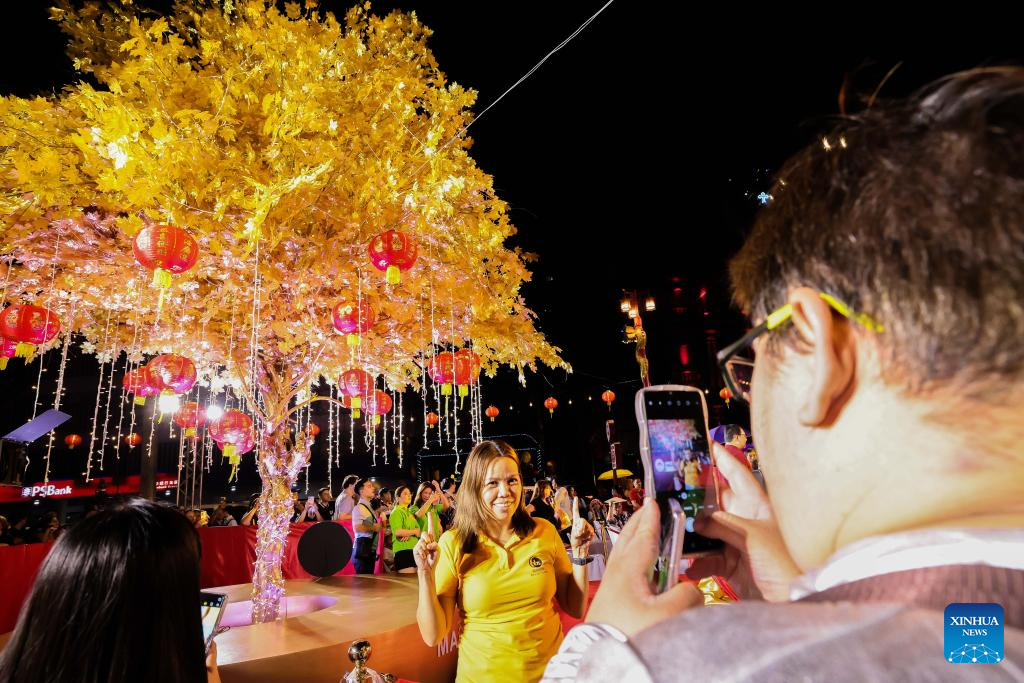 People gather to witness ceremonial lighting of prosperity tree in ...