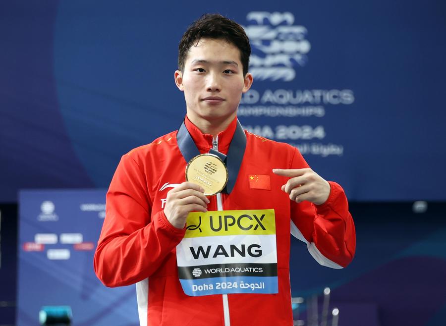 China's Wang clinches 3rd straight 3m springboard worlds title-Xinhua