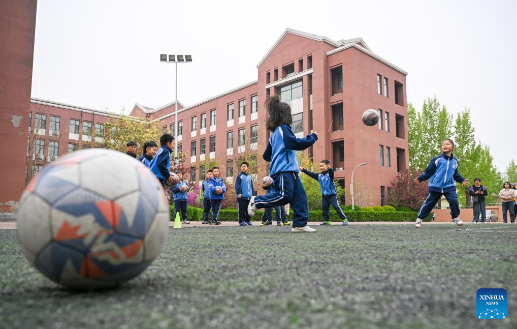 Foreign football coaches give instructions to young football players in ...