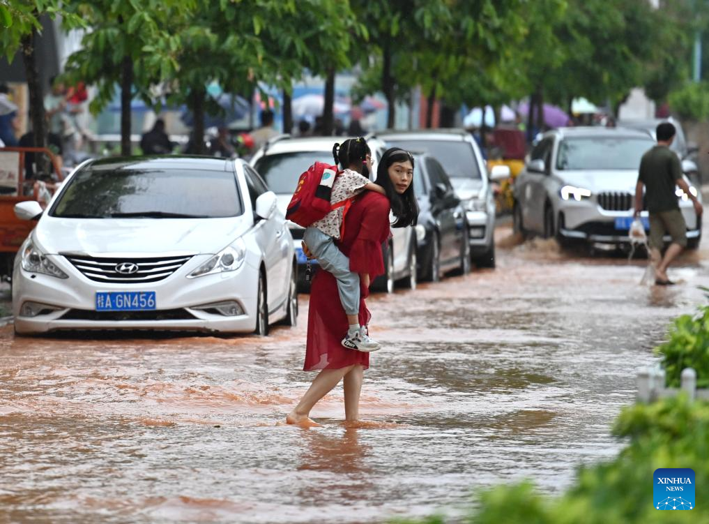 Heavy rain hits Nanning, China's Guangxi-Xinhua