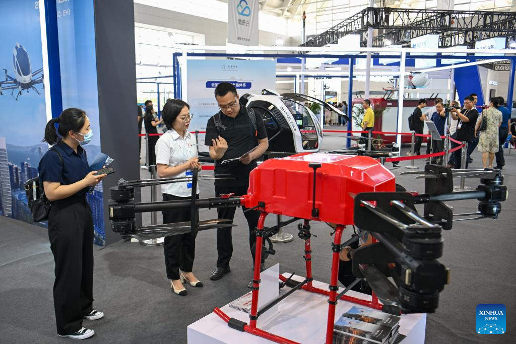 A glimpse of low-altitude economy exhibition at World Intelligence Expo ...