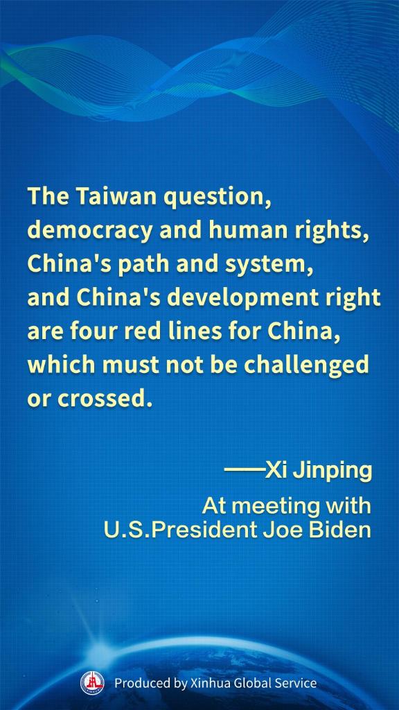 Poster: Xi says U.S. must not cross four red lines-Xinhua