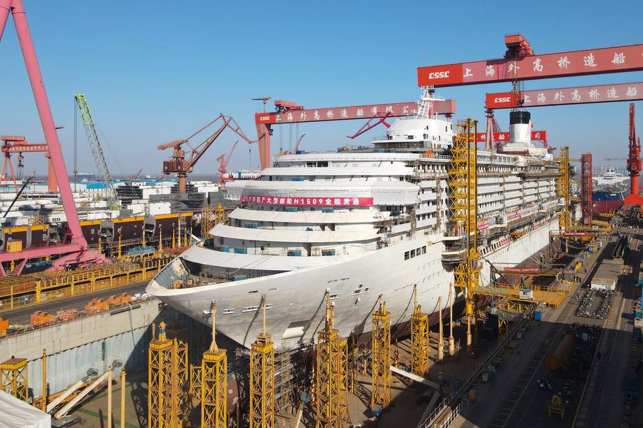 China completes main structure of 2nd homegrown large cruise ship-Xinhua