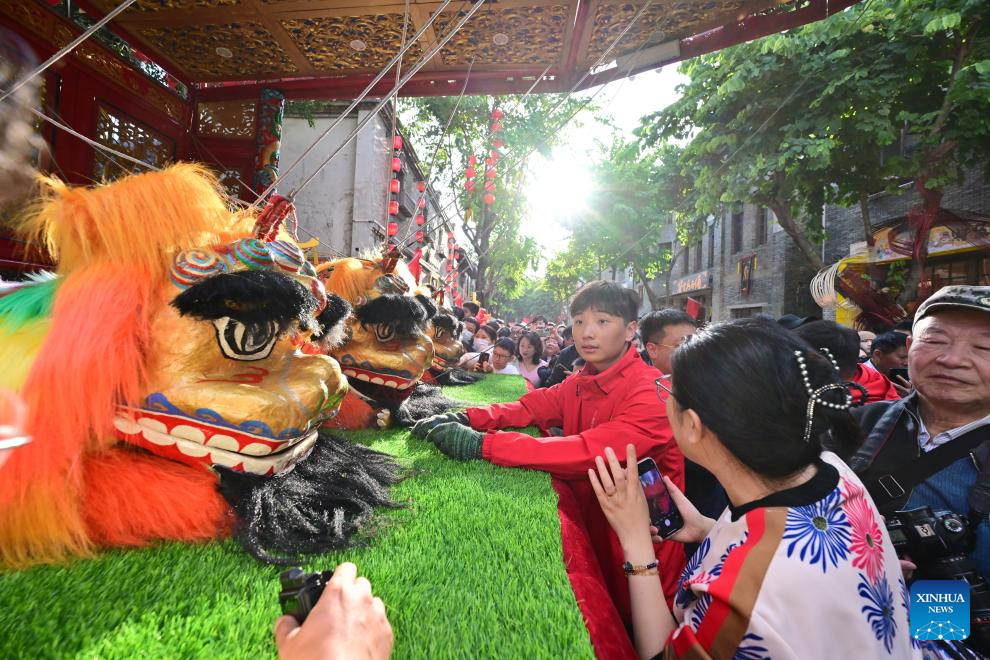 String lion dance team stages splendid performance in SE China's Fujian ...