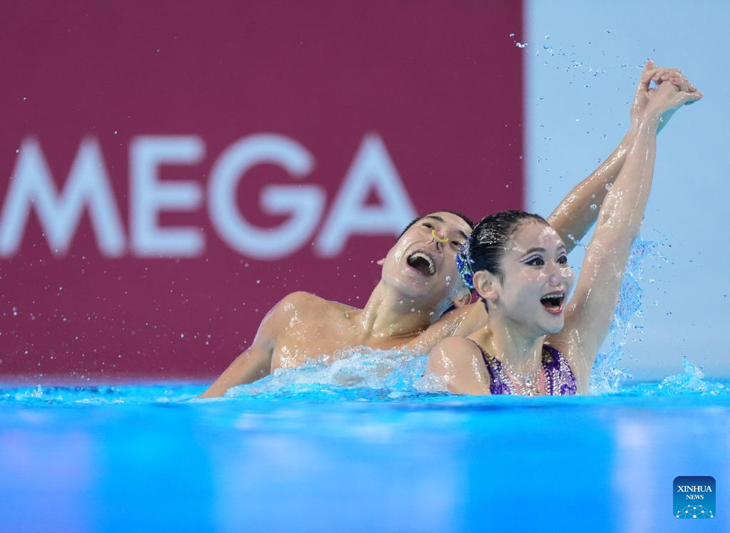 In pics: mixed duet technical final of artistic swimming at the World ...