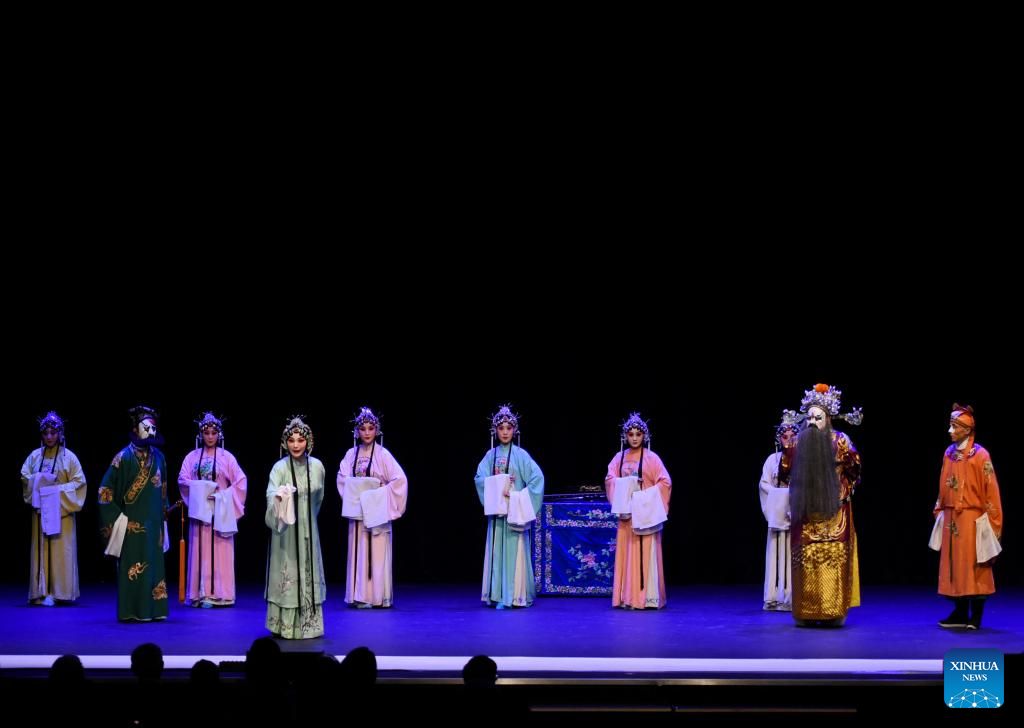 Actors perform in Qinqiang opera in Eisenstadt, Austria-Xinhua