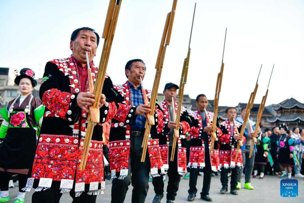 Miao people celebrate Gannangxiang festival in Guizhou, SW China-Xinhua