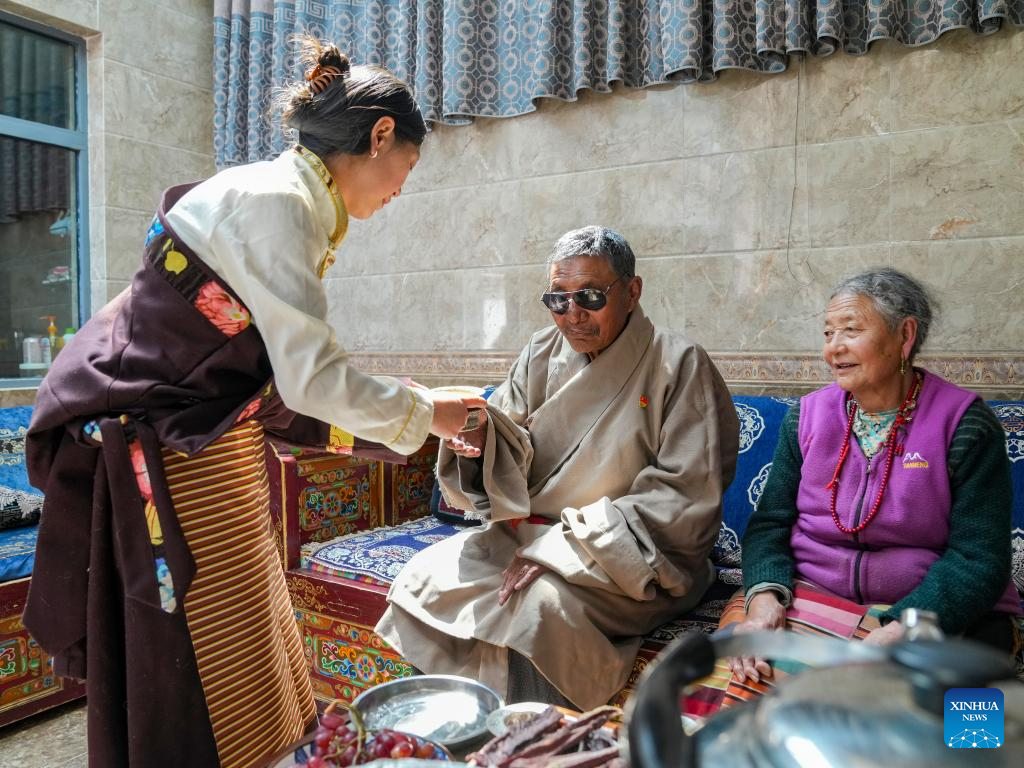 Pic story: herdsman family in SW China's Xizang-Xinhua
