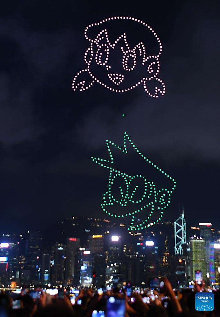 Drone light show featuring Doraemon staged in Hong Kong-Xinhua