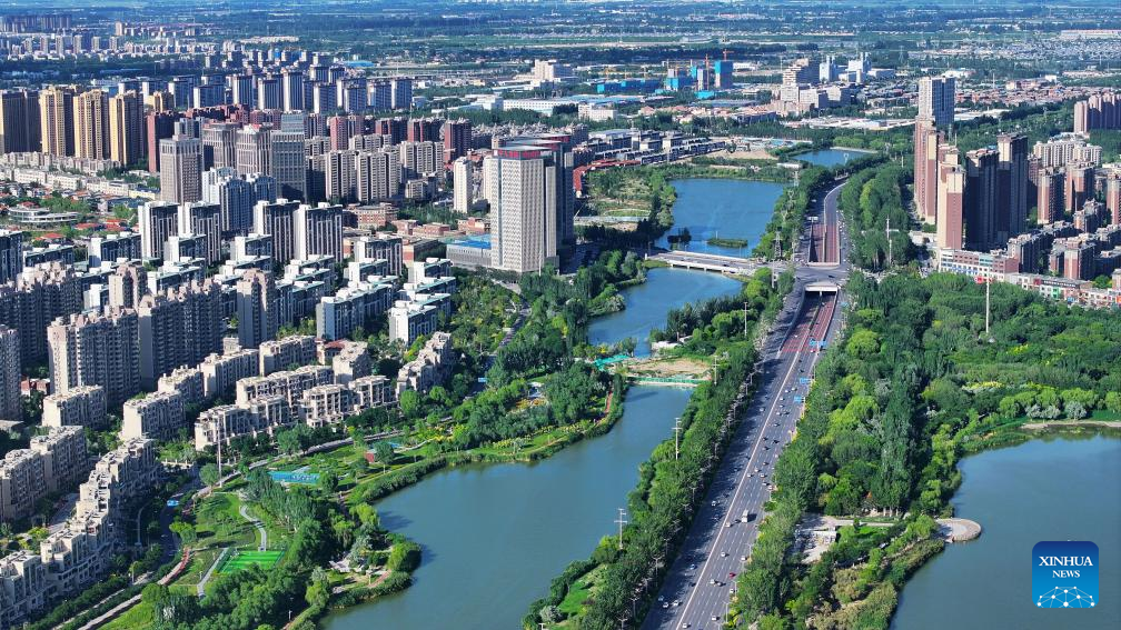 Aerial view of Yinchuan, NW China's Ningxia-Xinhua