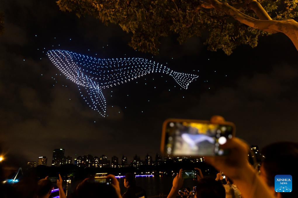 Drone light show staged in Shanghai-Xinhua