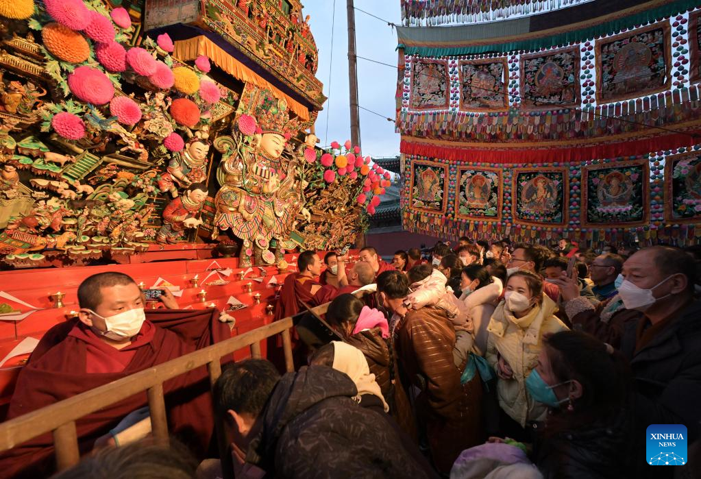 Butter sculptures exhibited at Taer Monastery in NW China's Qinghai-Xinhua