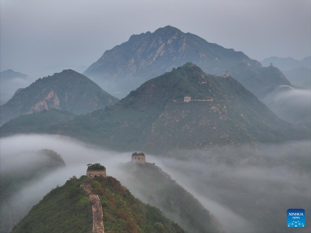 Aerial view of Great Wall in China's Hebei-Xinhua