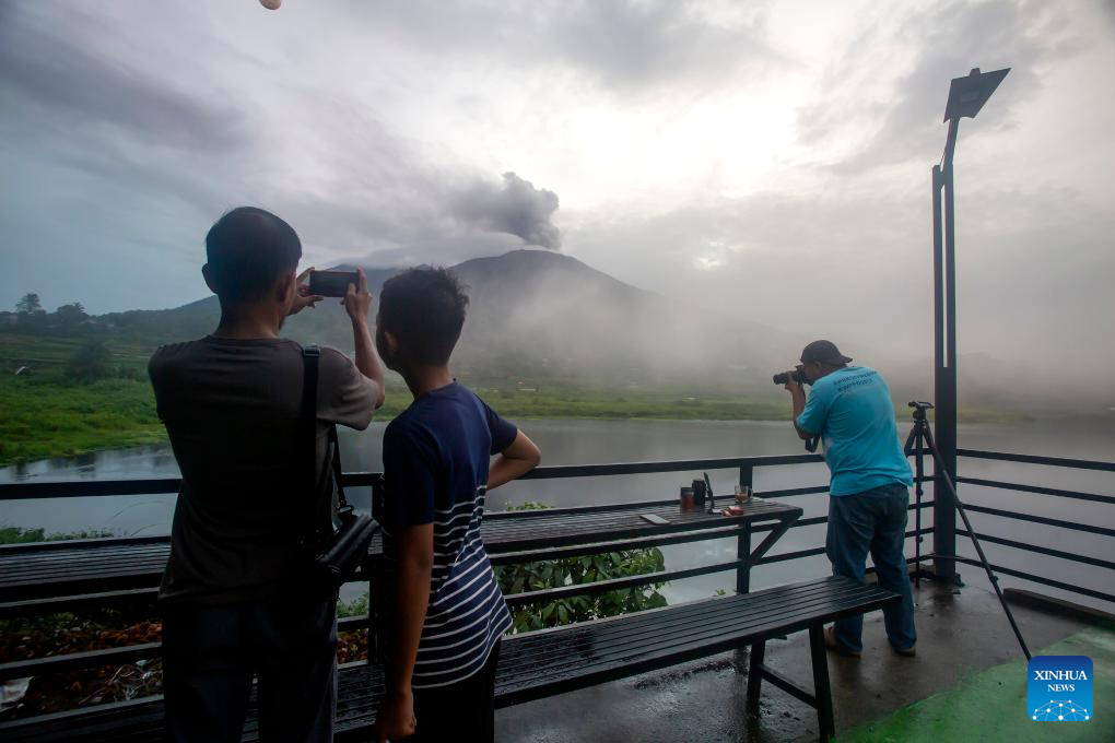 Volcanic materials spew from Mount Marapi in West Sumatra, Indonesia-Xinhua