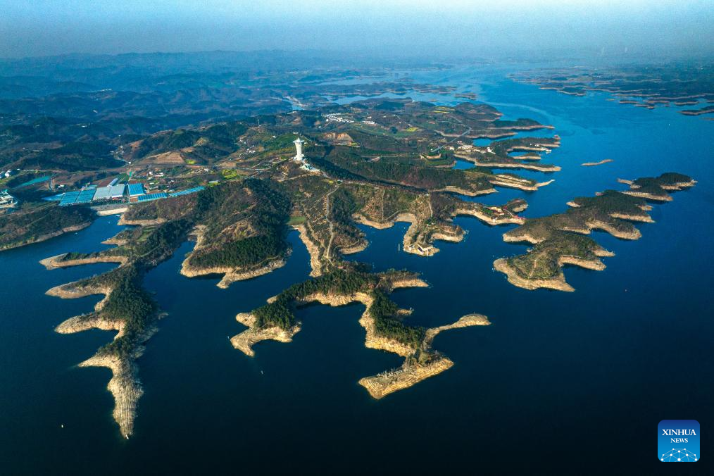 Aerial view of Danjiangkou Reservoir in C China's Hubei-Xinhua