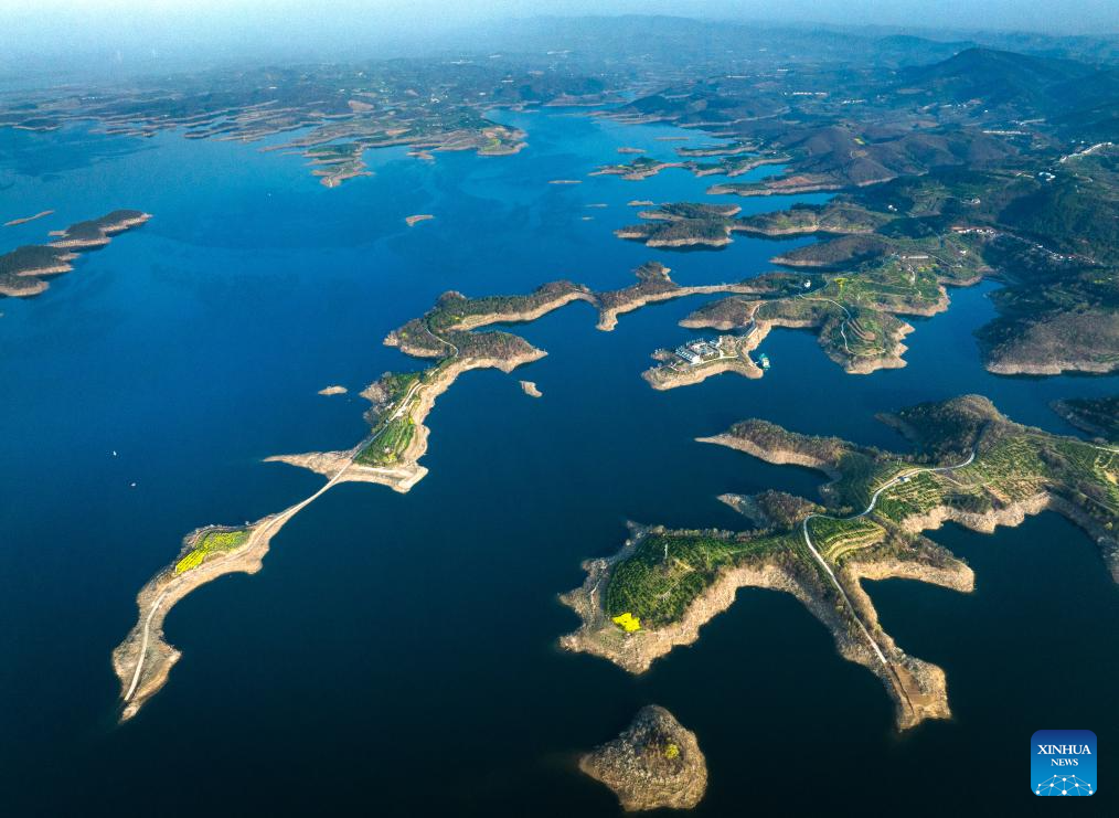 Aerial view of Danjiangkou Reservoir in C China's Hubei-Xinhua