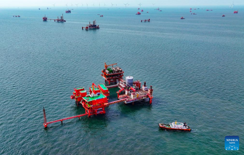 View of offshore field of Shengli Oilfield in China's Shandong-Xinhua