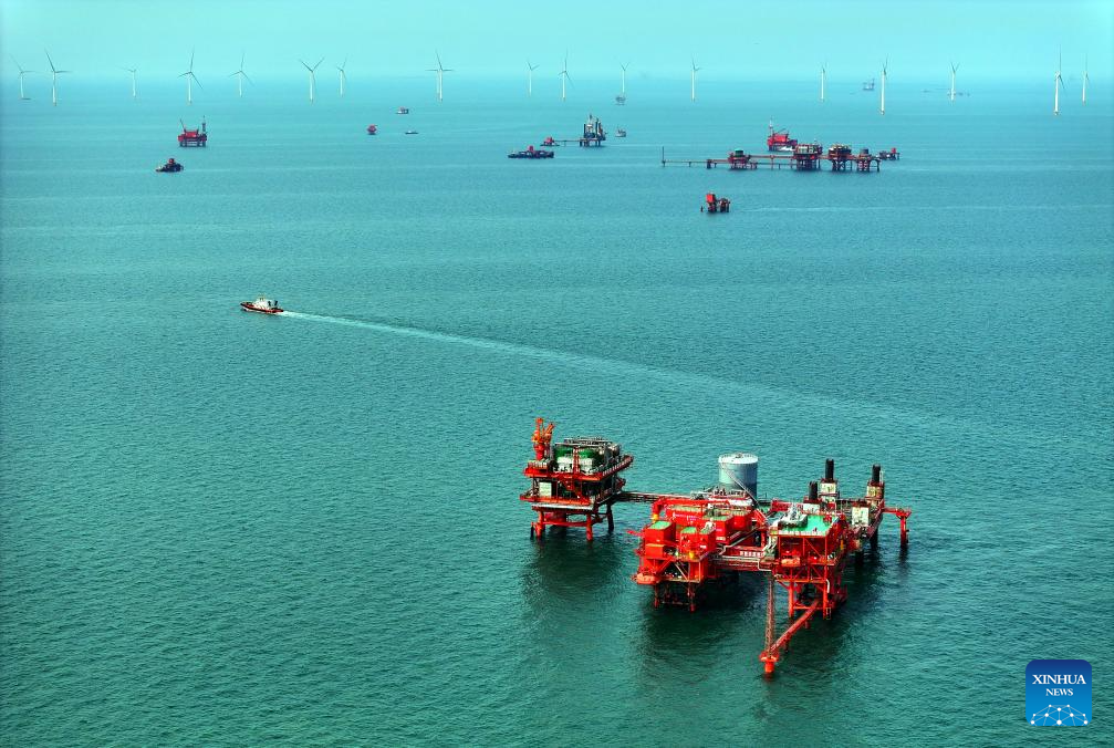 View of offshore field of Shengli Oilfield in China's Shandong-Xinhua