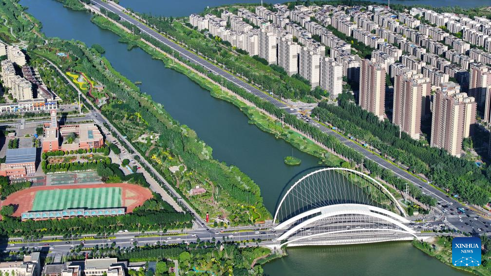 Aerial view of Yinchuan, NW China's Ningxia-Xinhua