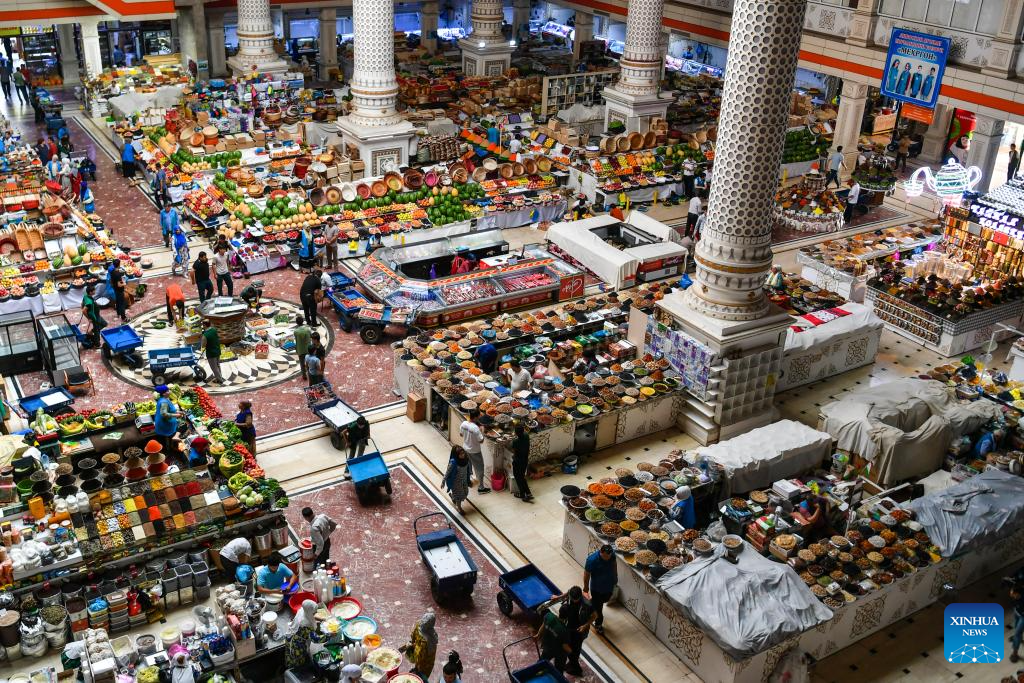 Views of grand bazaar in Dushanbe, Tajikistan-Xinhua