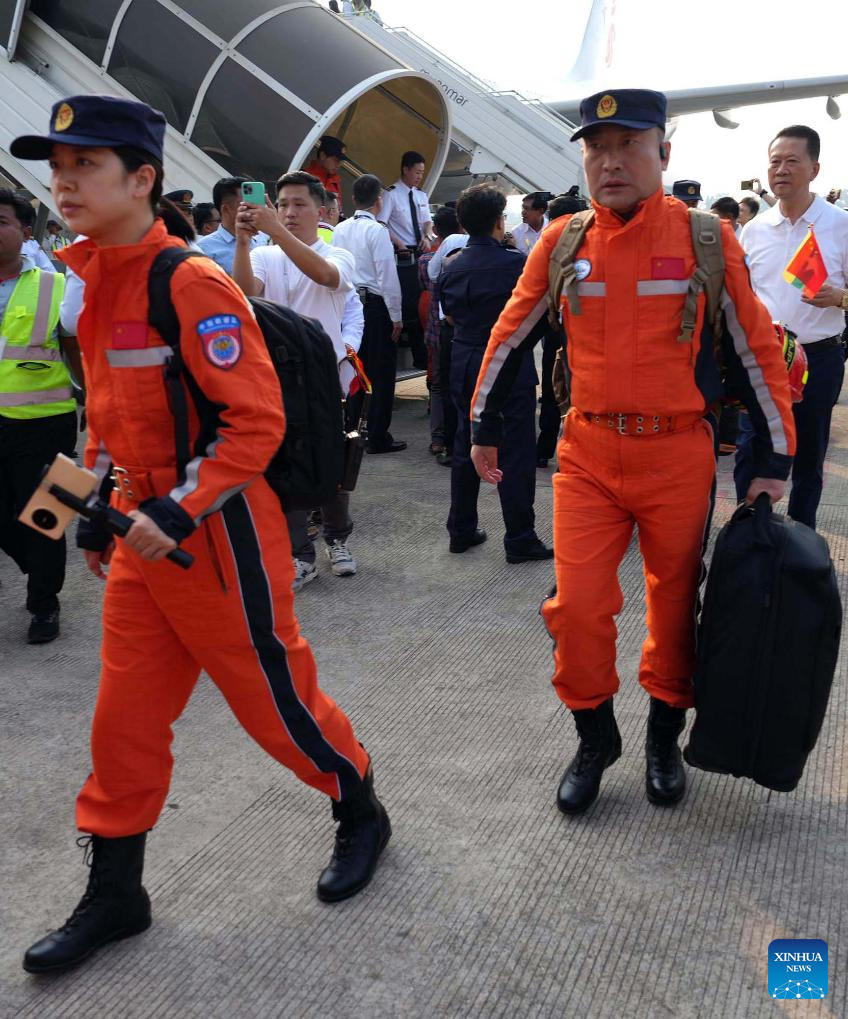 Chinese rescue team arrives in Myanmar-Xinhua