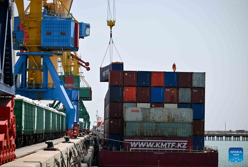 View of Aktau port in Kazakhstan-Xinhua