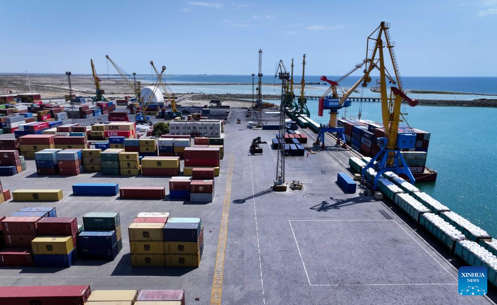 View of Aktau port in Kazakhstan-Xinhua