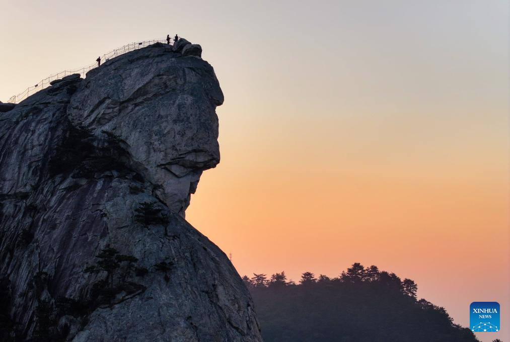 Scenery of Guifeng mountain at sunrise in China's Hubei-Xinhua