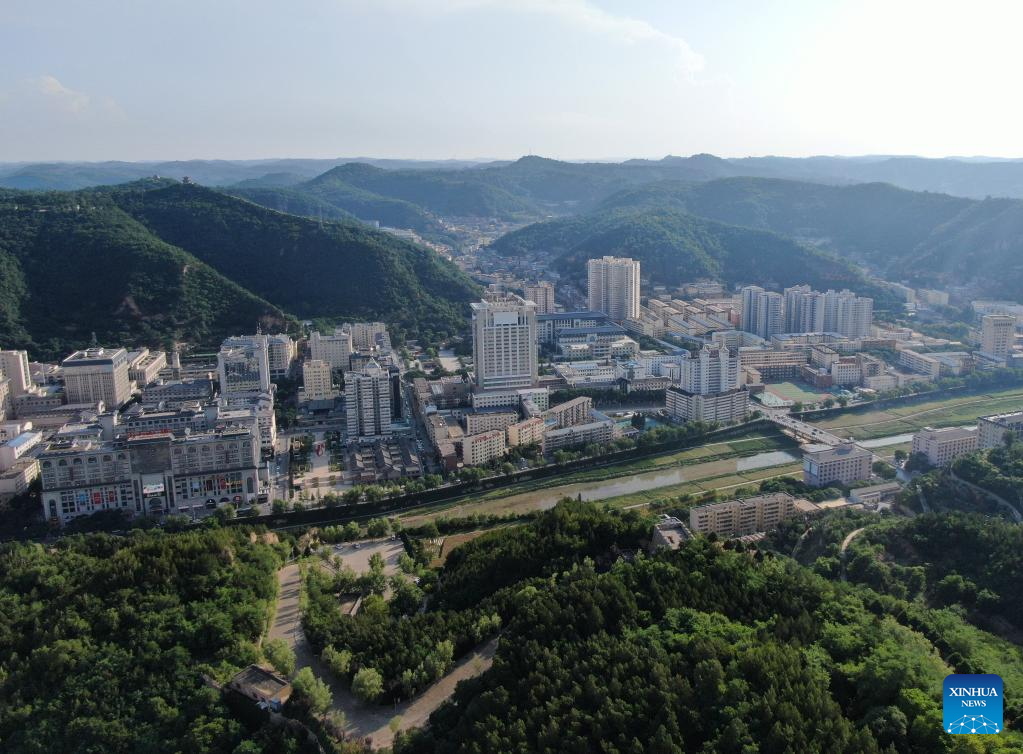 Aerial view of Yan'an City, NW China's Shaanxi Province-Xinhua