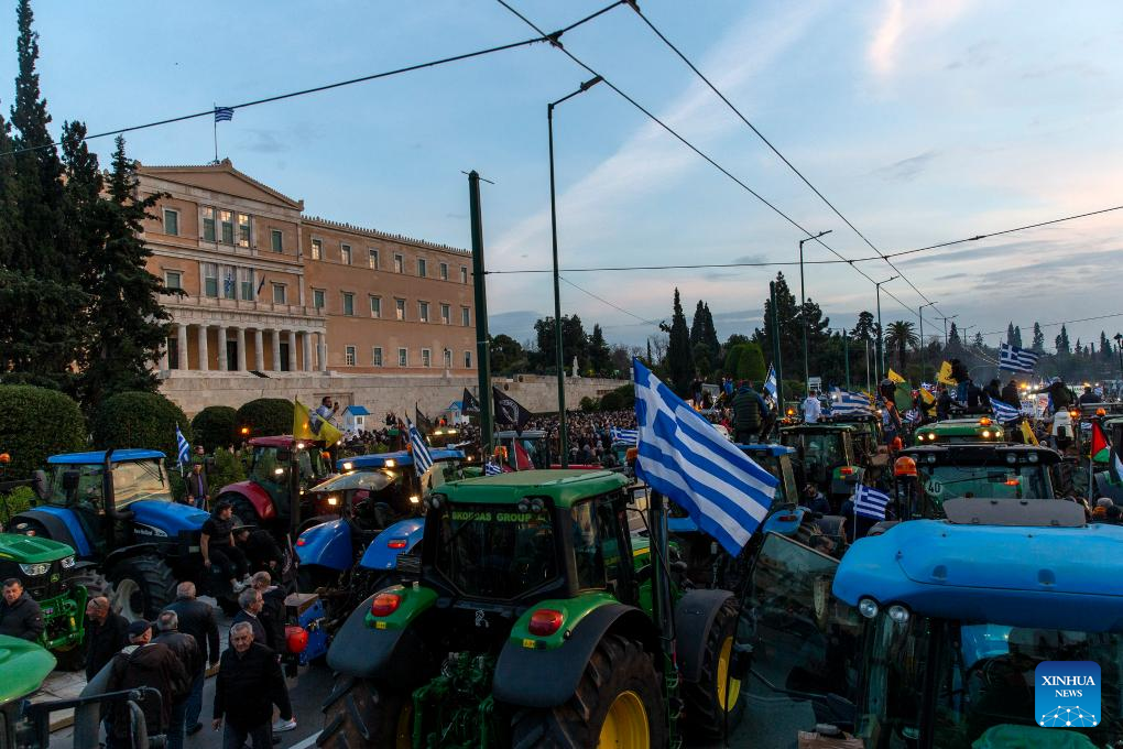 Greek farmers protest over high production costs in Athens-Xinhua