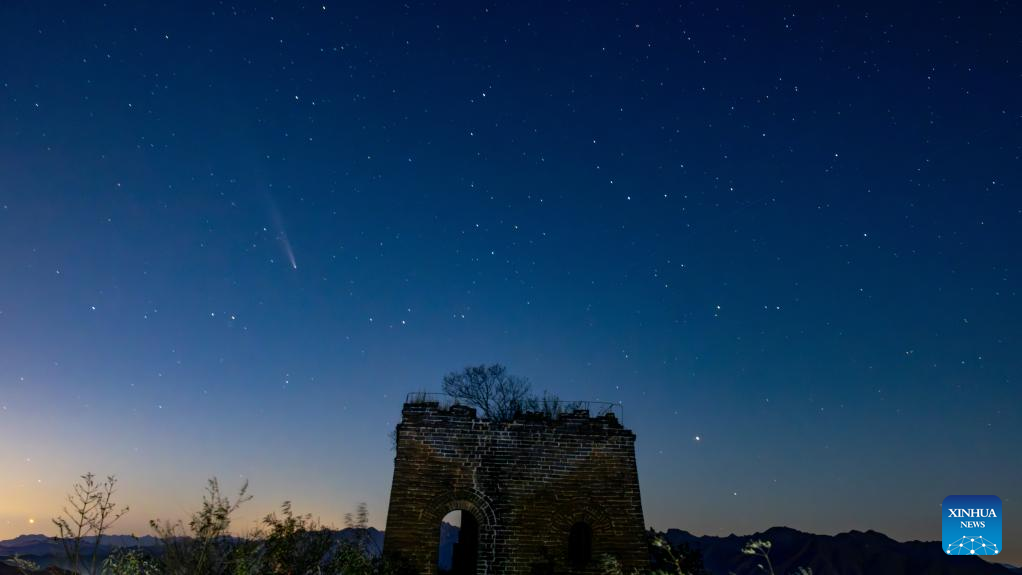 Comet C/2023 A3 seen above Great Wall in Beijing-Xinhua