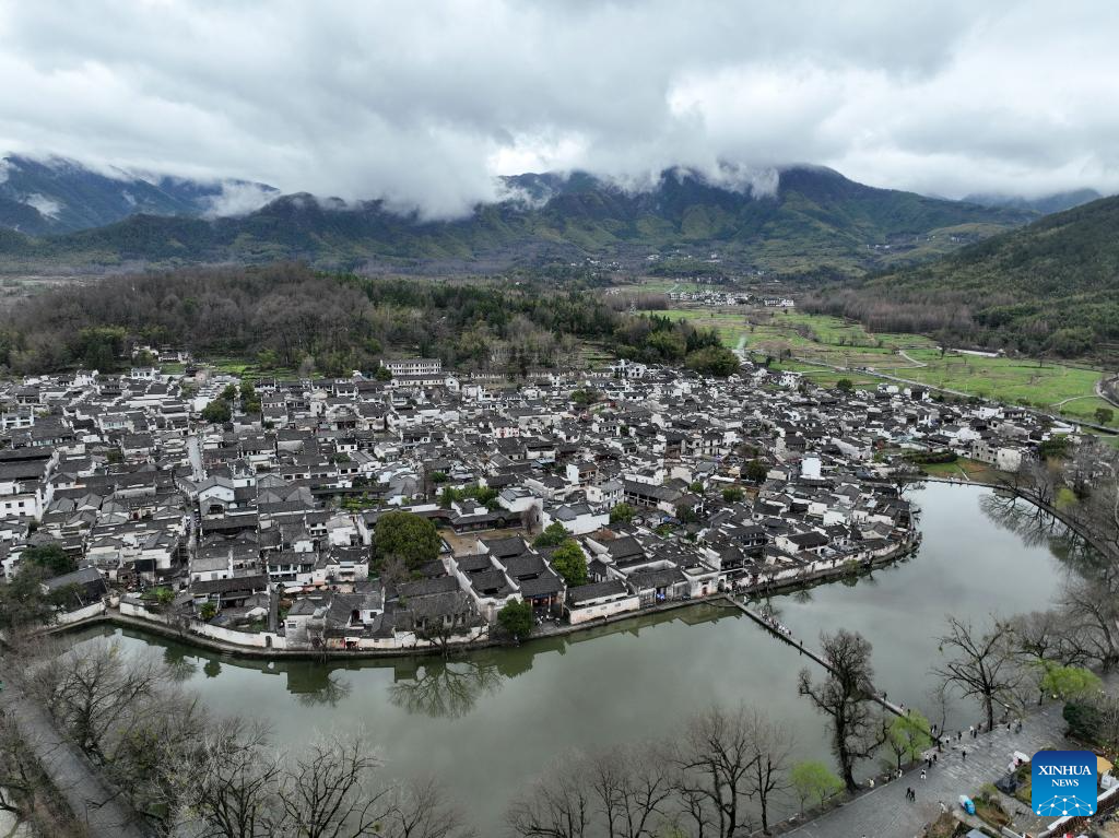 View of Hongcun Village in China's Anhui-Xinhua