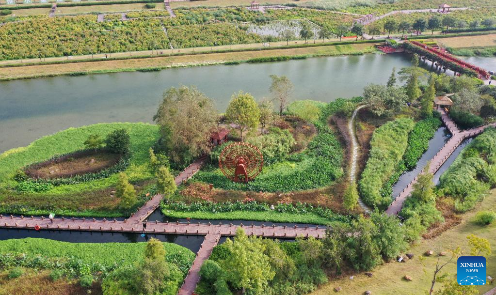 View of Nakao River wetland park in Nanning, China's Guangxi-Xinhua
